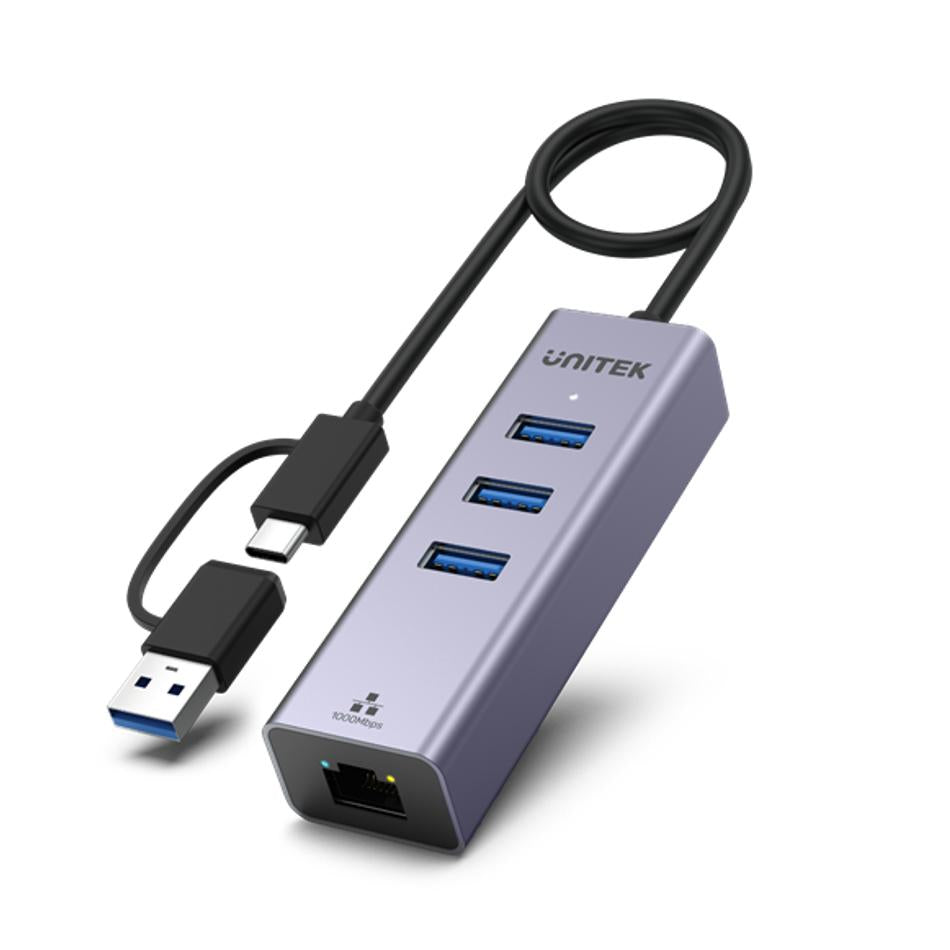 USB Multi-port Hub - UNITEK 4-in-1 with 2-in-1 Connectors — Folders