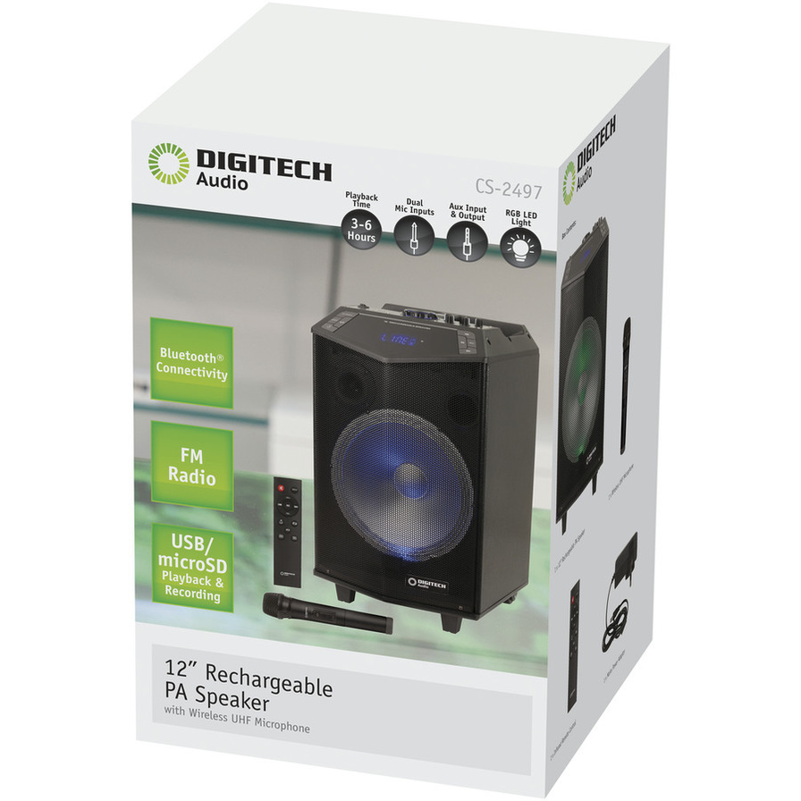 Rechargeable PA Speaker - Digitech 12" with Microphone — Folders
