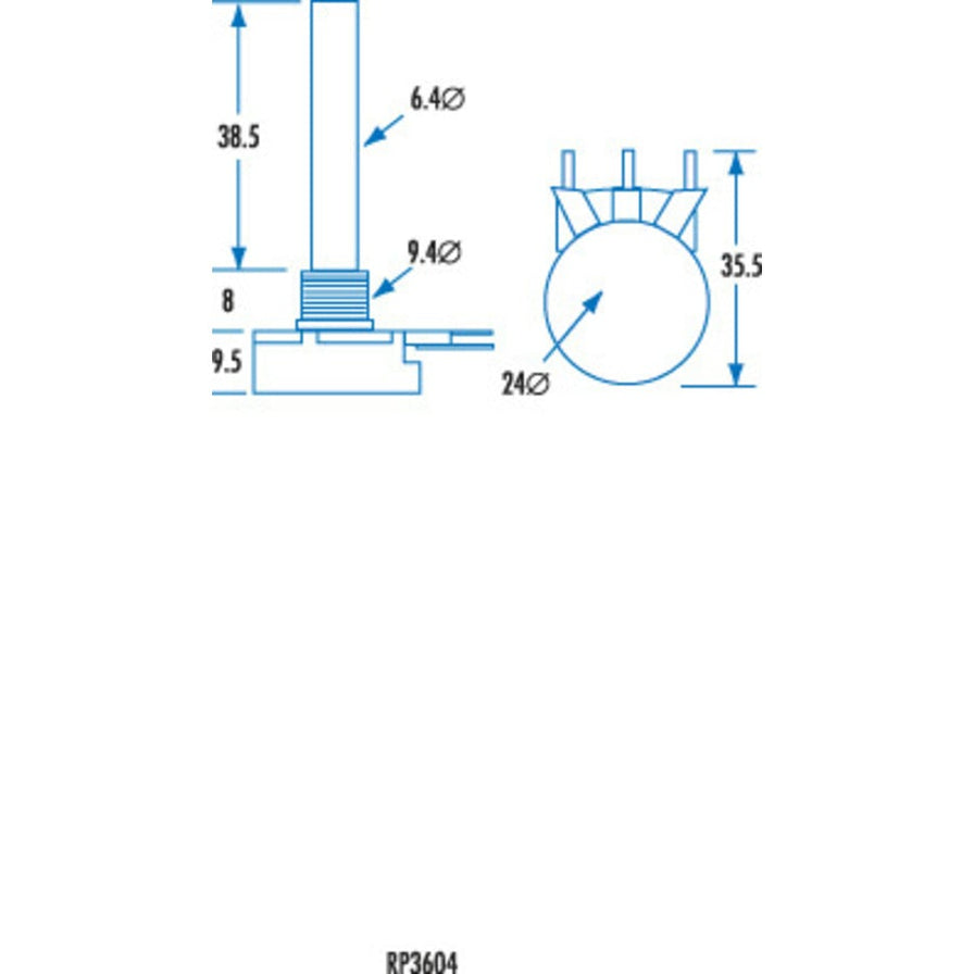 Logarithmic (A) Single Gang 24mm Potentiometer (1k - 1M Ohms) — Folders