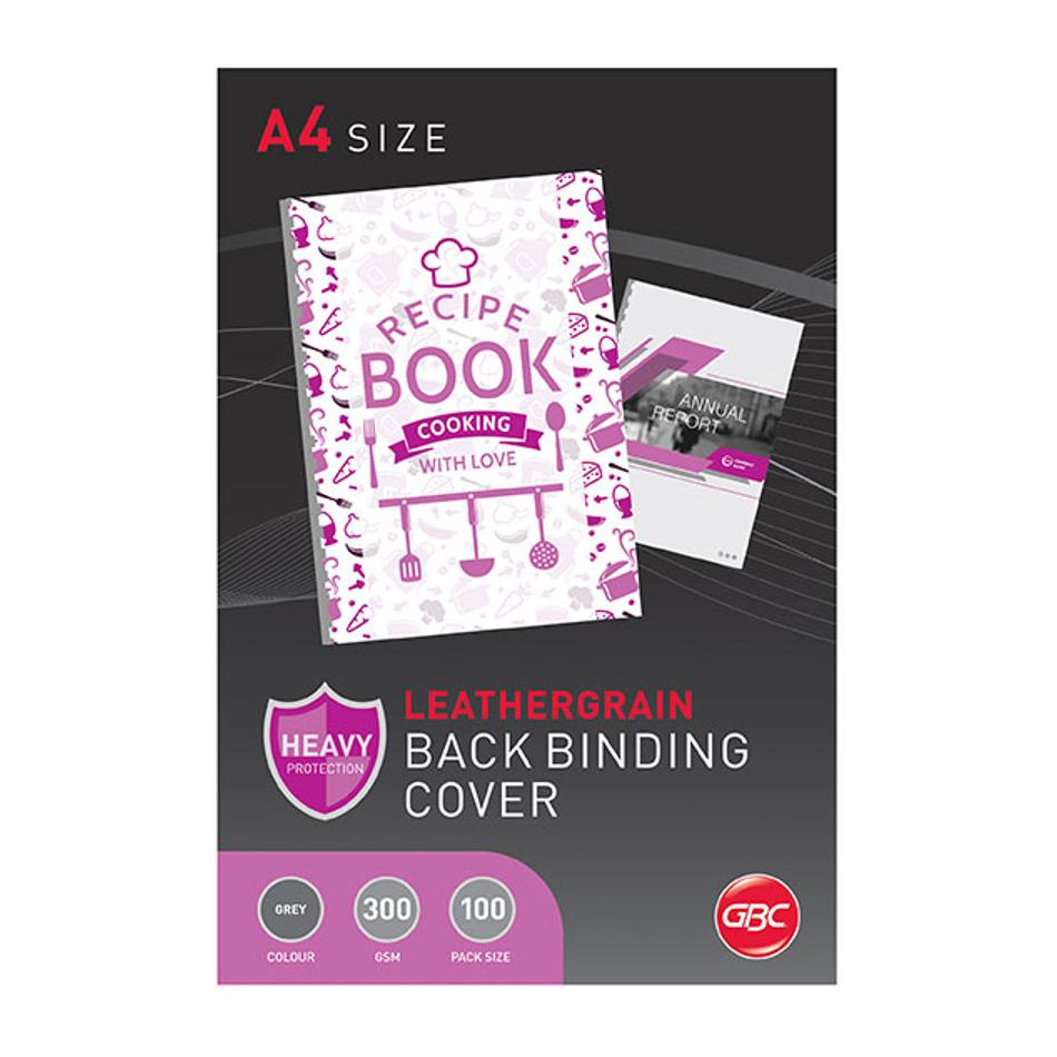 Binding Covers A4 - Gbc L/Grain Grey Pack of 100 — Folders
