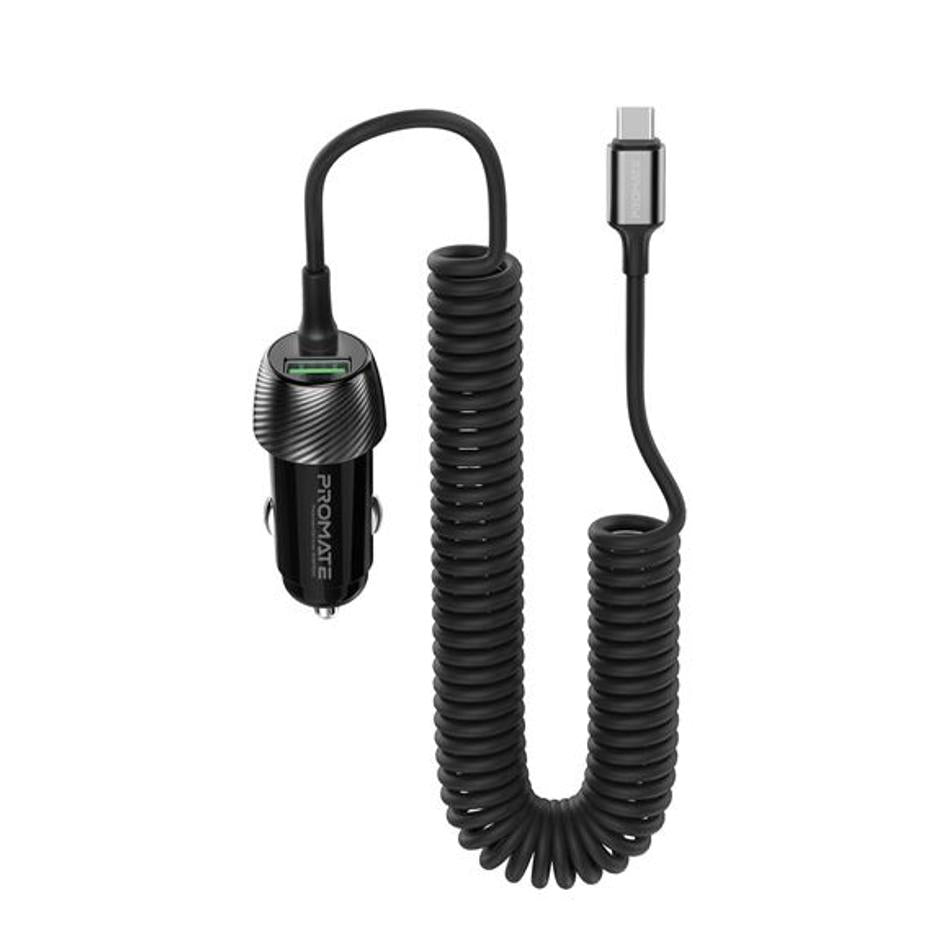 33W Car Charger with USB-C Cable - Promate — Folders