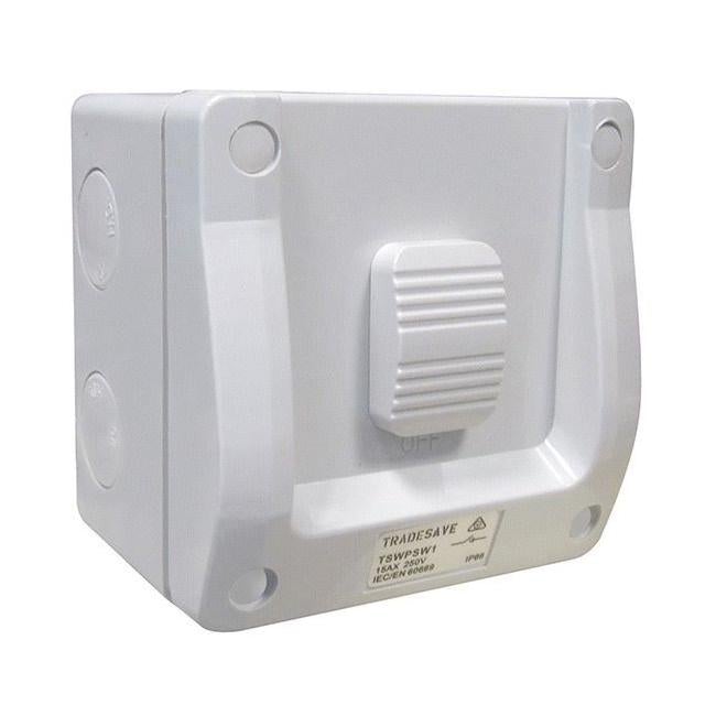 Tradesave 1 Gang Weatherproof Switch, 15A, Ip66, Grey Heavy Duty — Folders